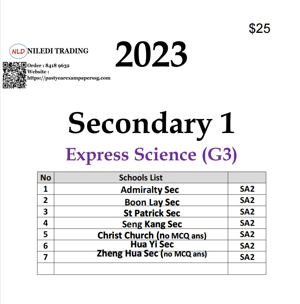 Secondary 1 Exam Papers (Express) – Pastyearexampaperssg