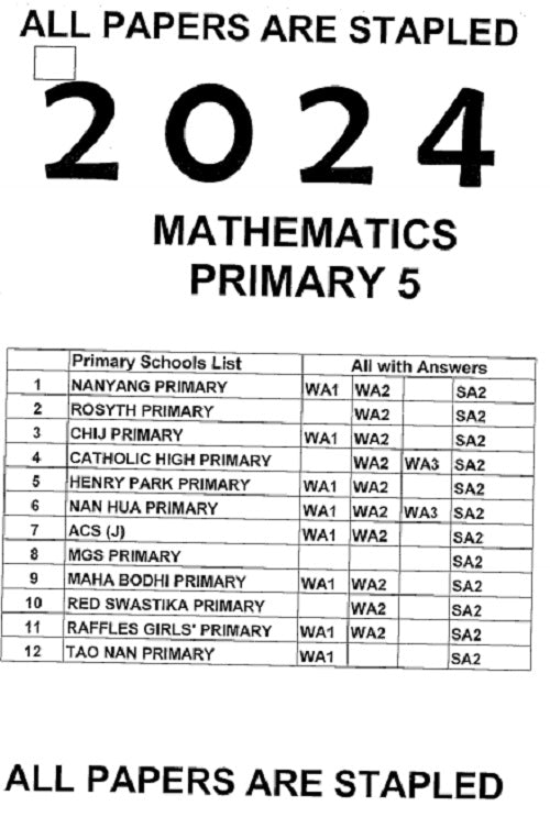 PRIMARY SCHOOL PAST YEAR EXAM PAPERS 2024 SINGAPORE TOP SCHOOL ... PRIMARY SCHOOL PAST YEAR EXAM PAPERS 2024 SINGAPORE TOP SCHOOL ...