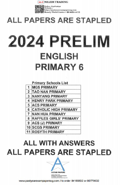 Primary 6 2024 Prelims Soft Copy – Pastyearexampaperssg