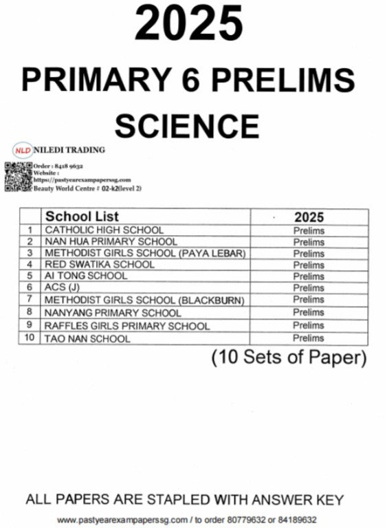 Primary 6 Full Year / Prelims 2025 Hard Copies – Pastyearexampaperssg